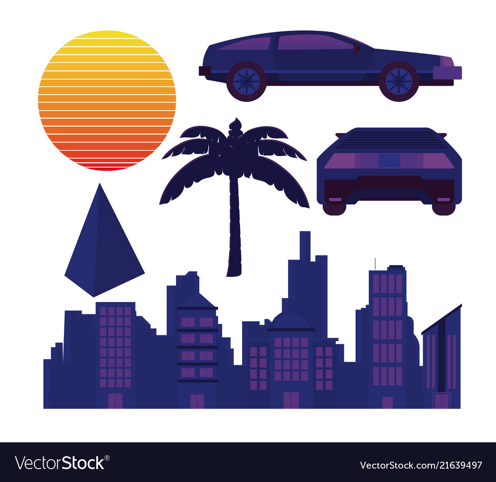 Retro Sci-Fi Elements Collection Royalty Free Vector Image