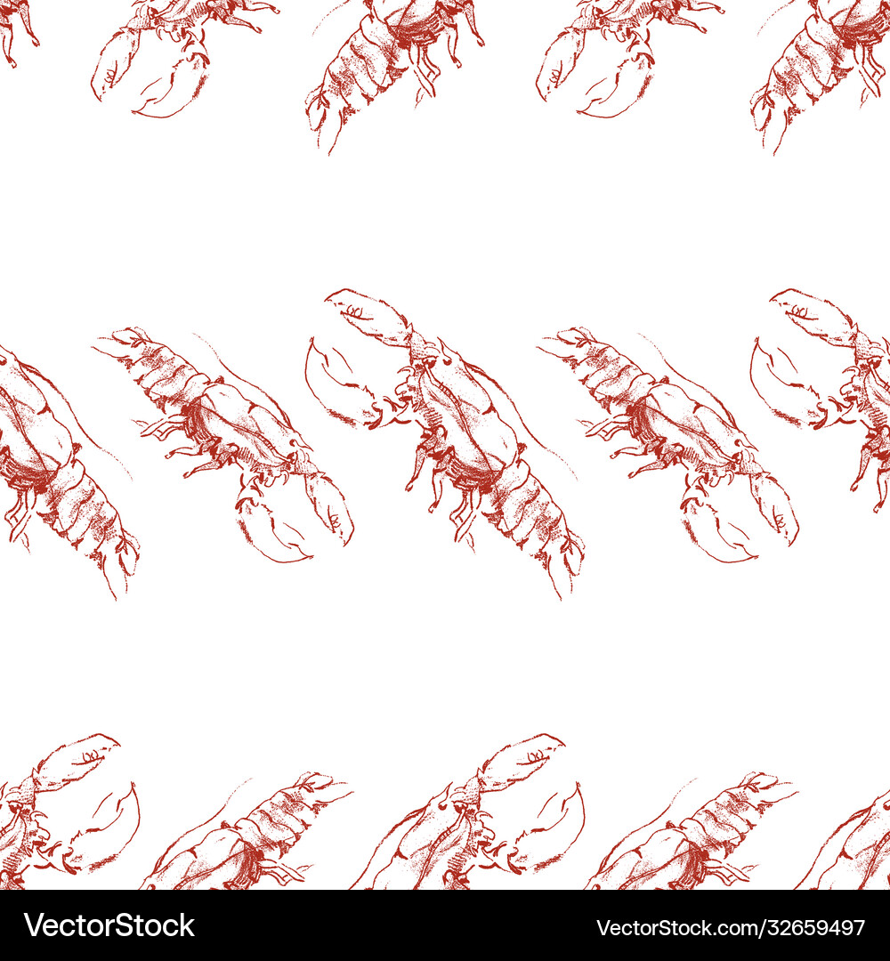 Seamless pattern sketches large marine lobsters Vector Image