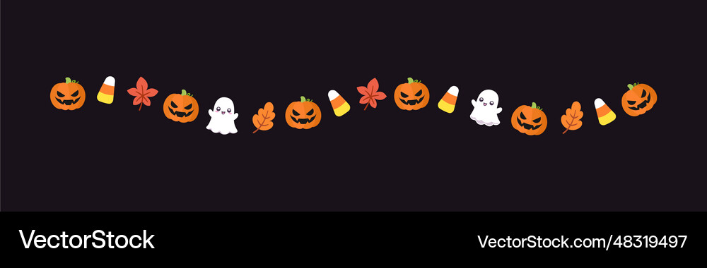 Separator border line of cute ghost jack o Vector Image