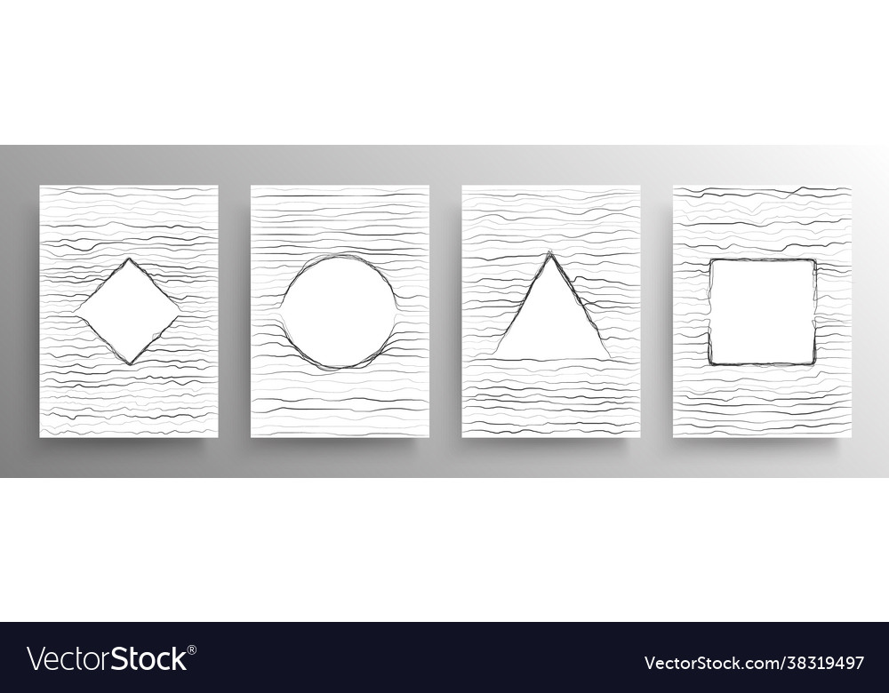 Set Poster With Geomtry Shapes In Linear Vector Image