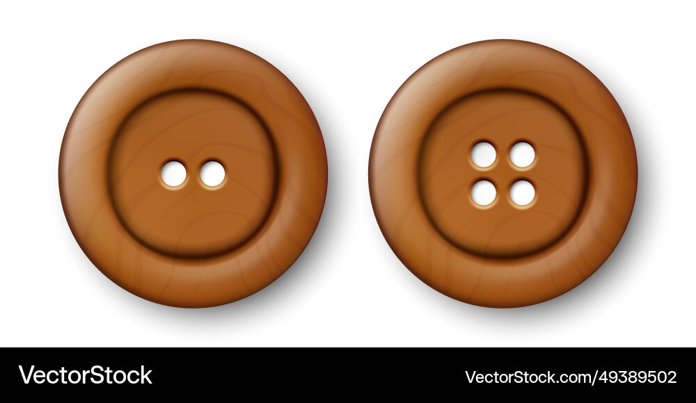 3d realistic wooden button for clothes icon Vector Image