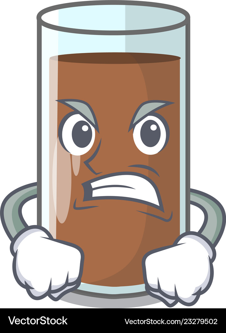 Angry fresh chocolate splash on pouring mascot Vector Image