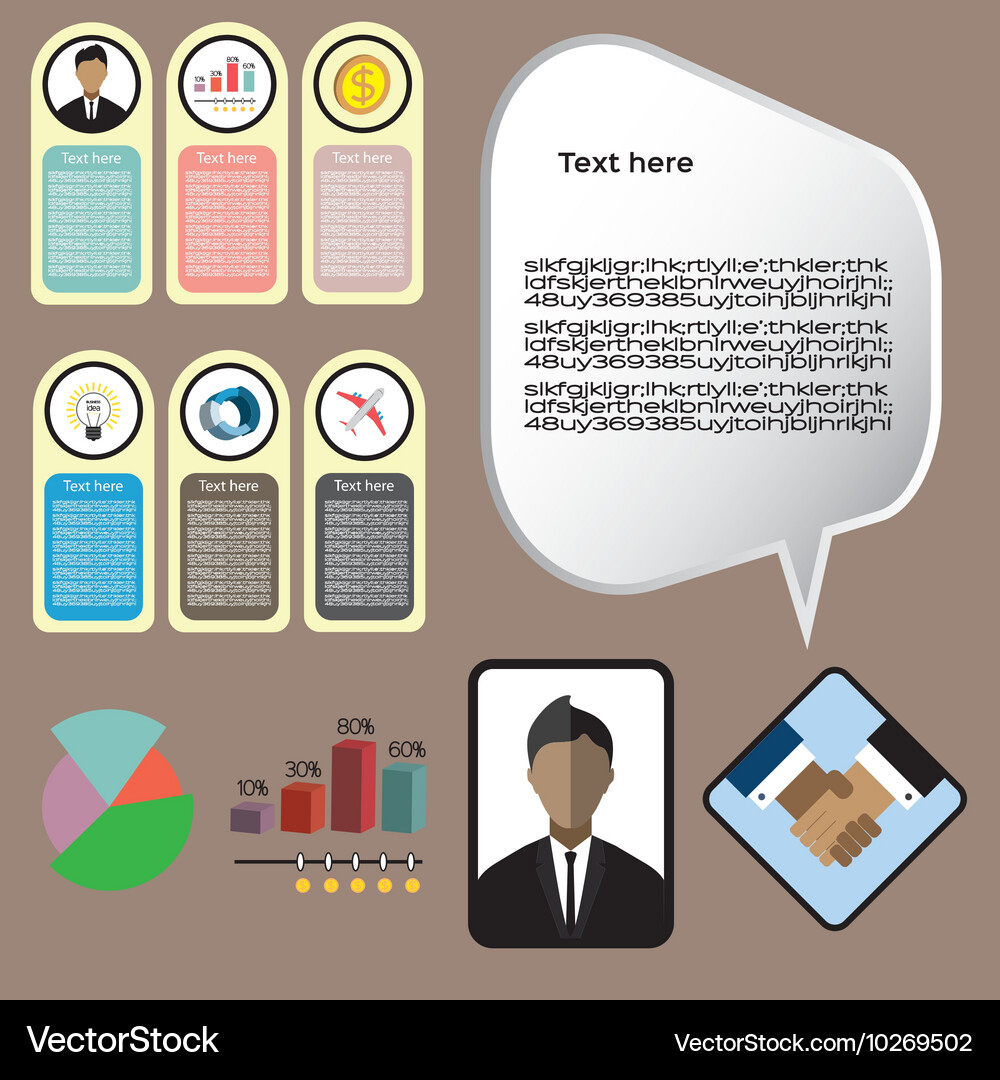 Business elements infographic with icons charts Vector Image