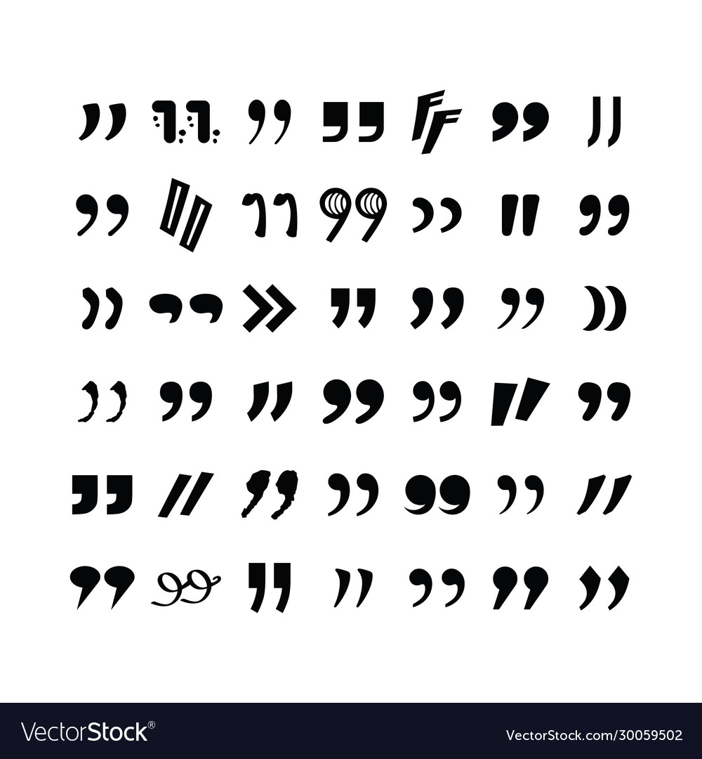 Complete black closing quotation marks icons Vector Image