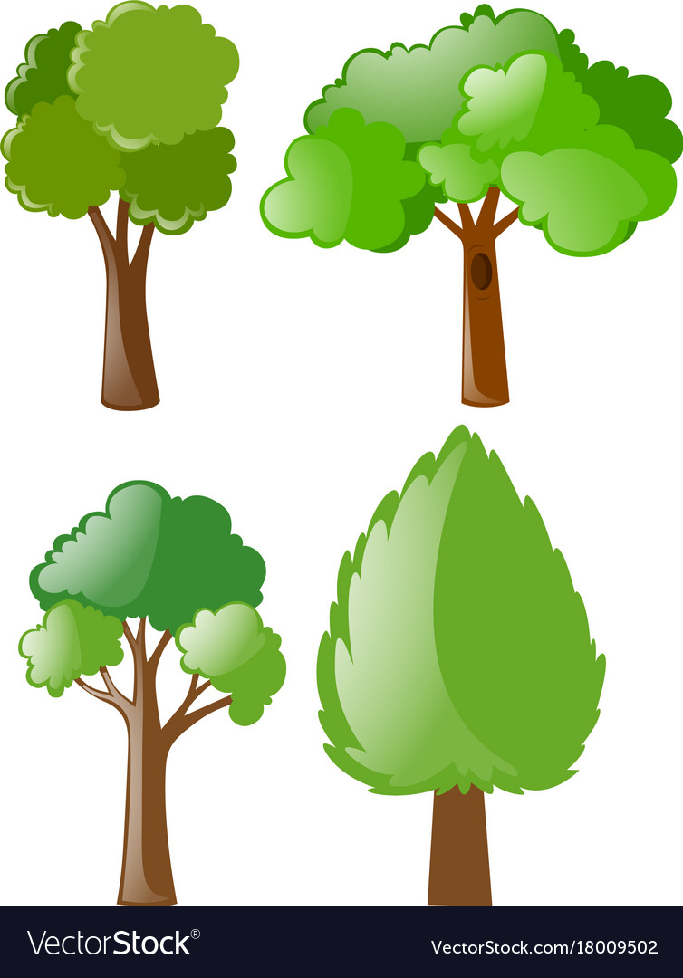 Different shapes trees Royalty Free Vector Image