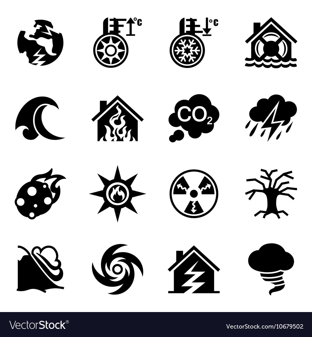 Disaster icon set Royalty Free Vector Image - VectorStock