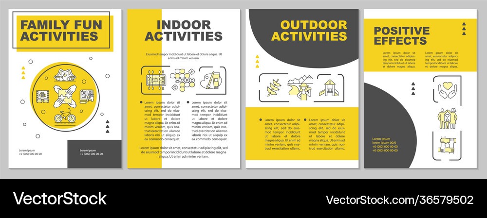 Family fun activities brochure template Royalty Free Vector
