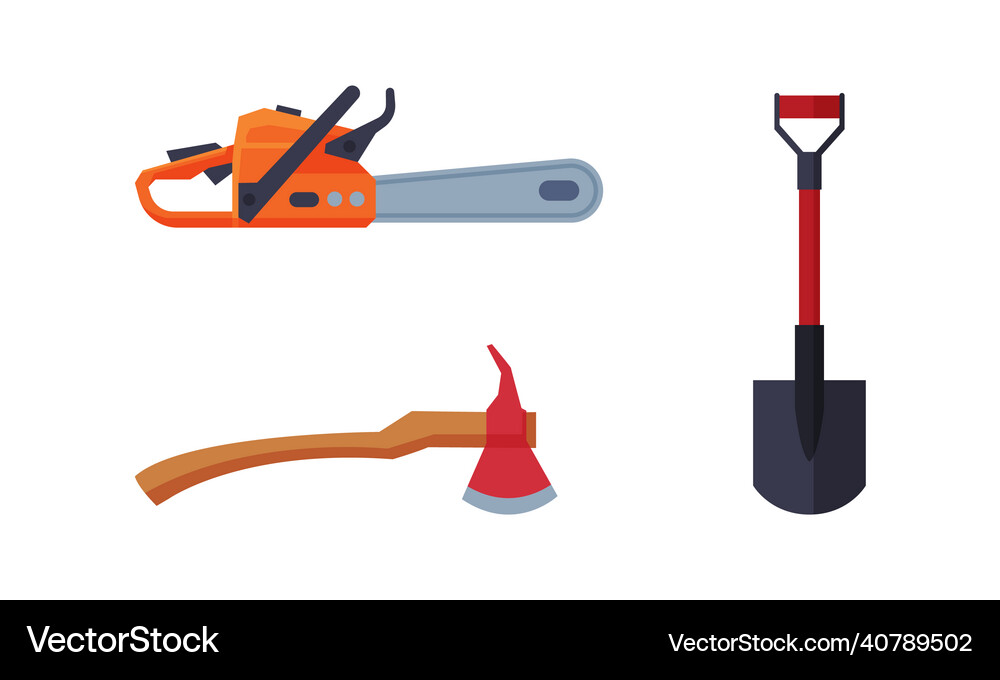 Fire hatchet and shovel as firefighting equipment Vector Image