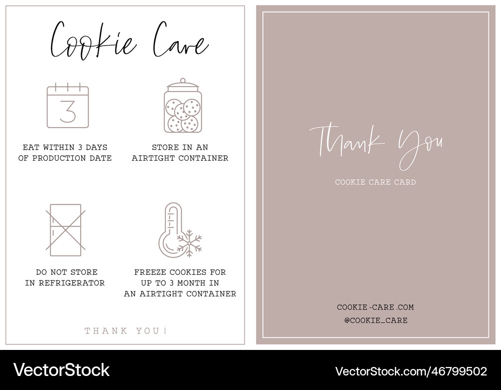 Homemade cookie care card instruction Royalty Free Vector