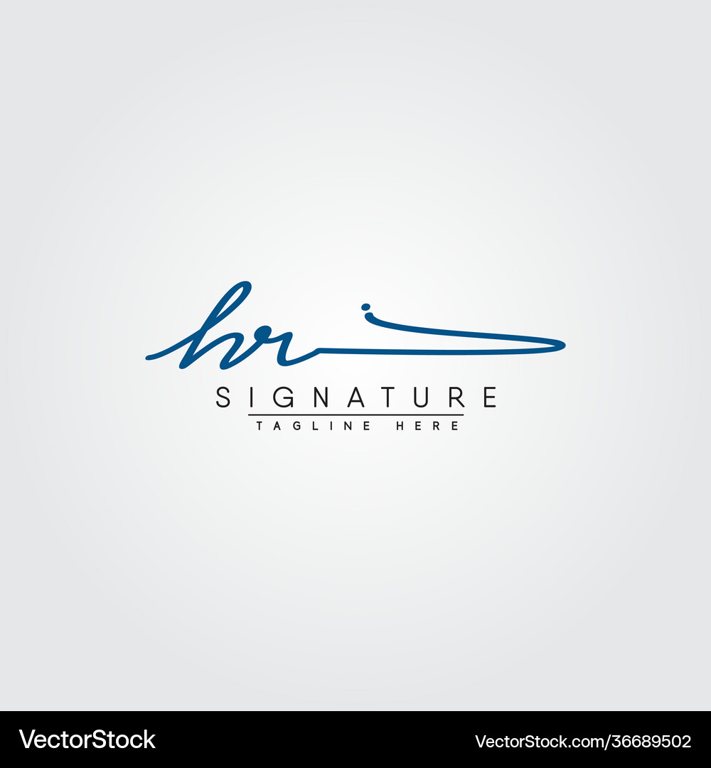 Initial letter hr logo - handwritten signature Vector Image