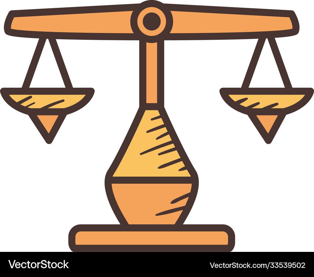 Law scale line and fill style icon design Vector Image