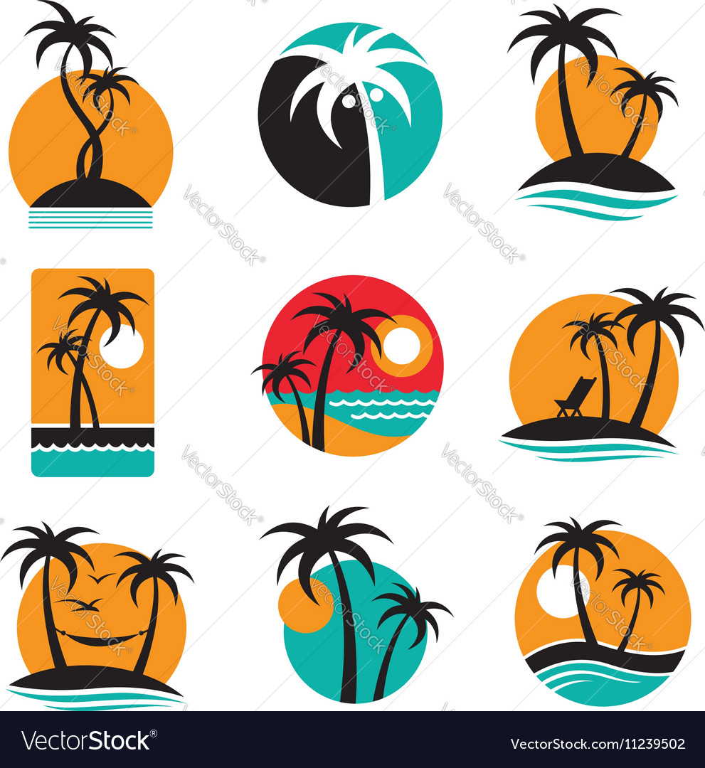 Palm labels set Royalty Free Vector Image - VectorStock
