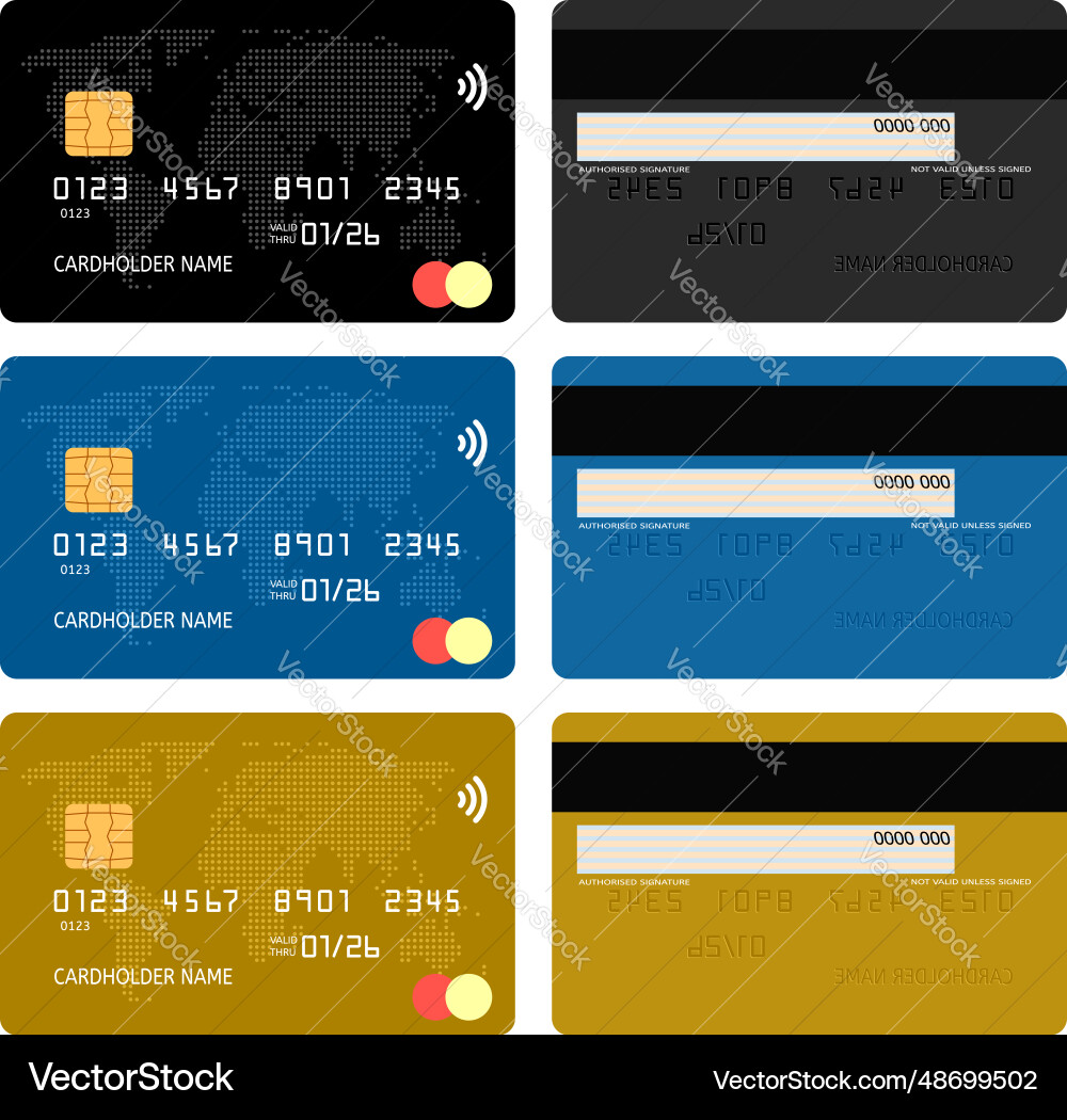 Realistic bank credit card template Royalty Free Vector