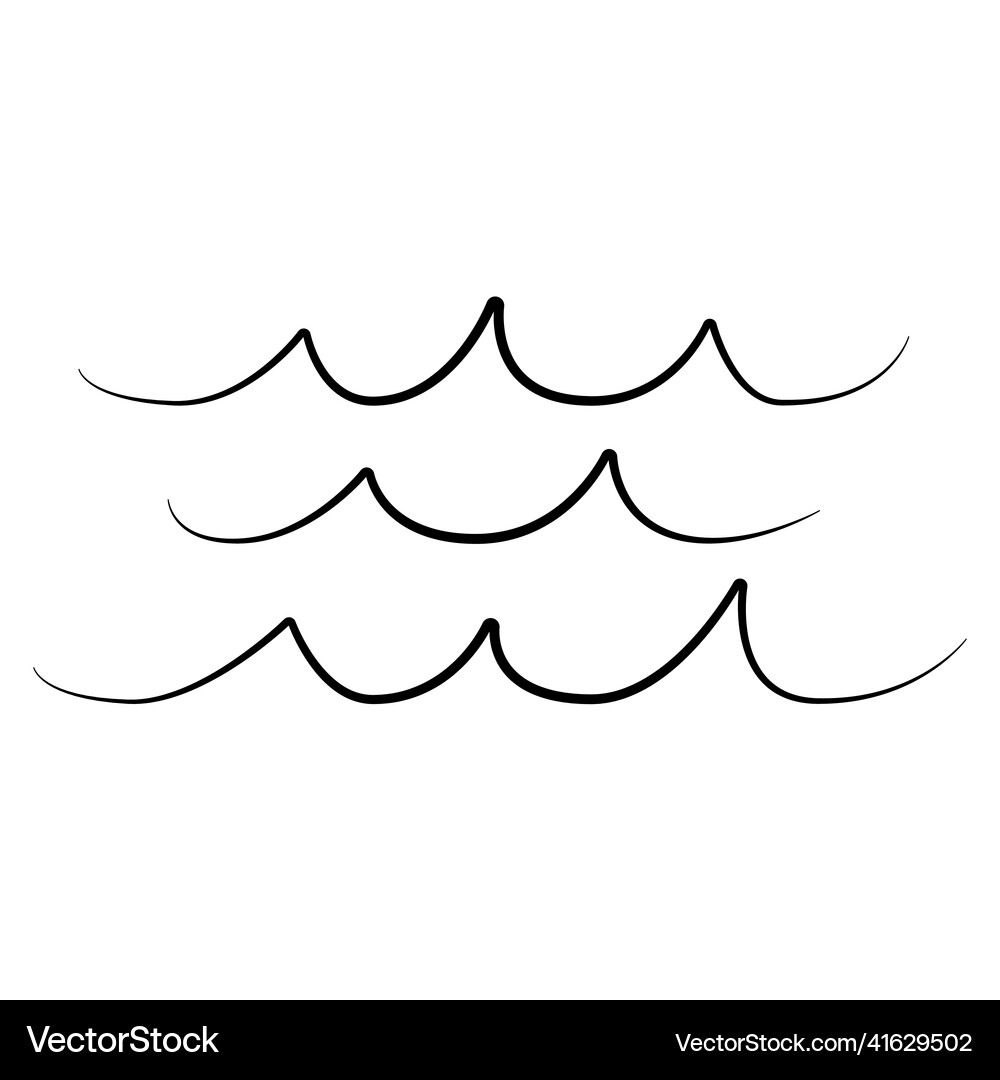 Simple minimalist waves handdrawn water lake Vector Image
