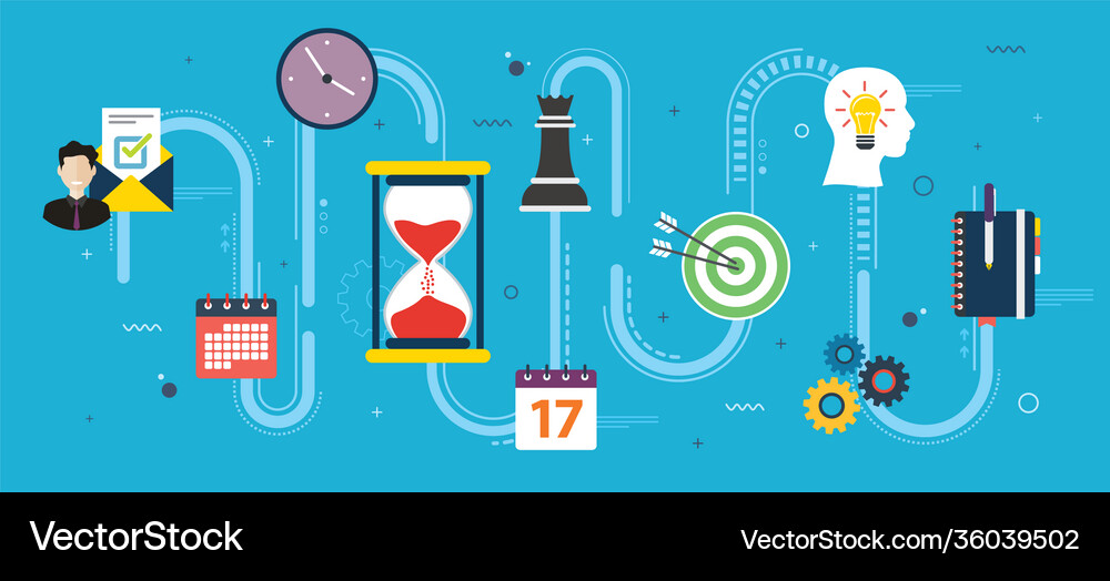 Time management strategiy and deadline Royalty Free Vector