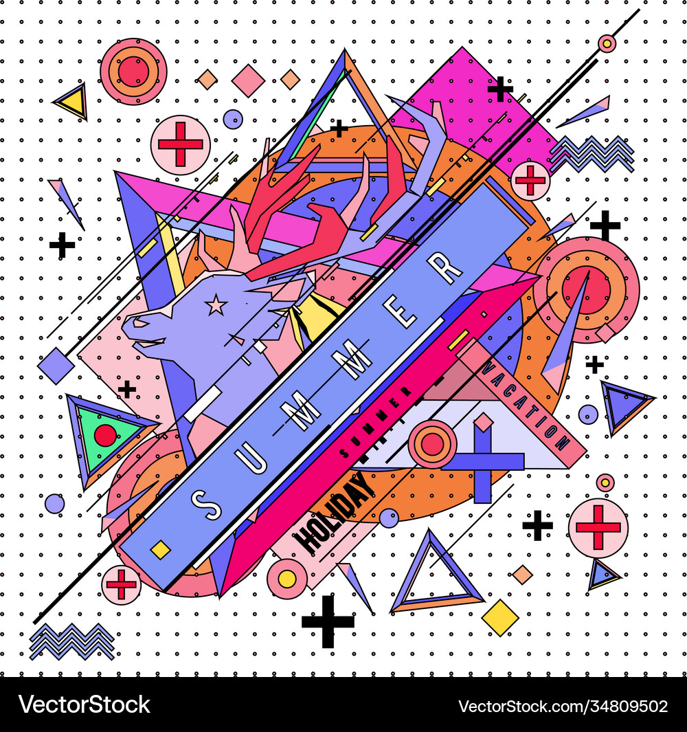 Trendy summer cards with memphis style typography Vector Image