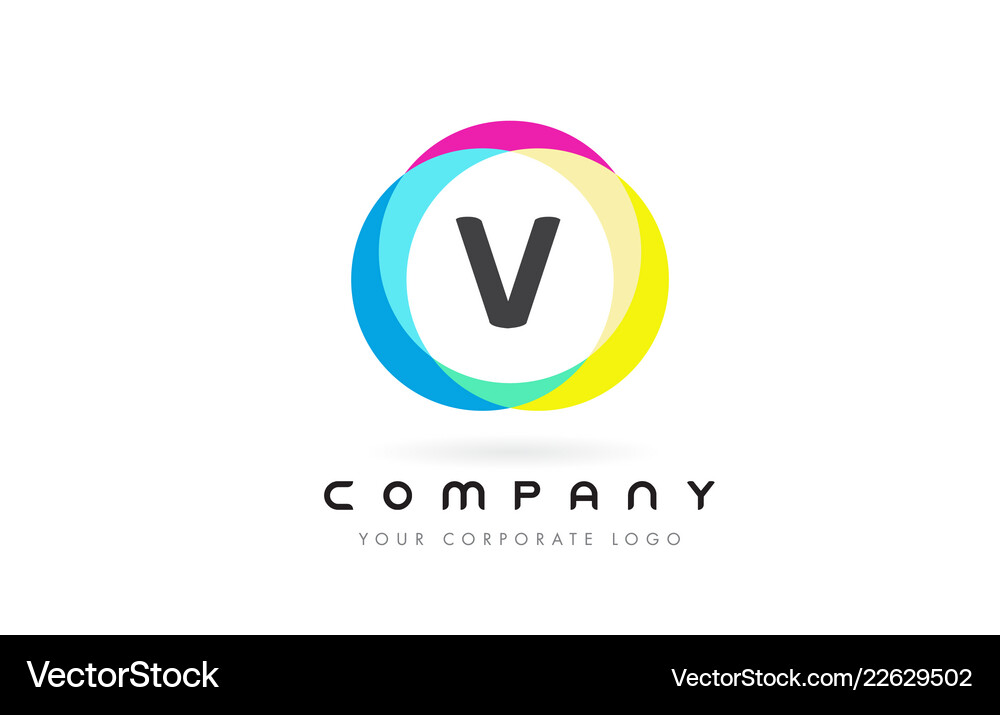 V letter logo design with rainbow rounded colors Vector Image