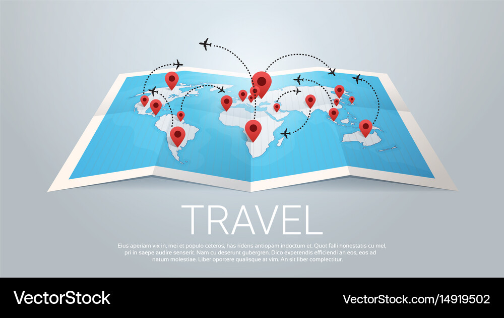 World map earth with pins travel concept Vector Image