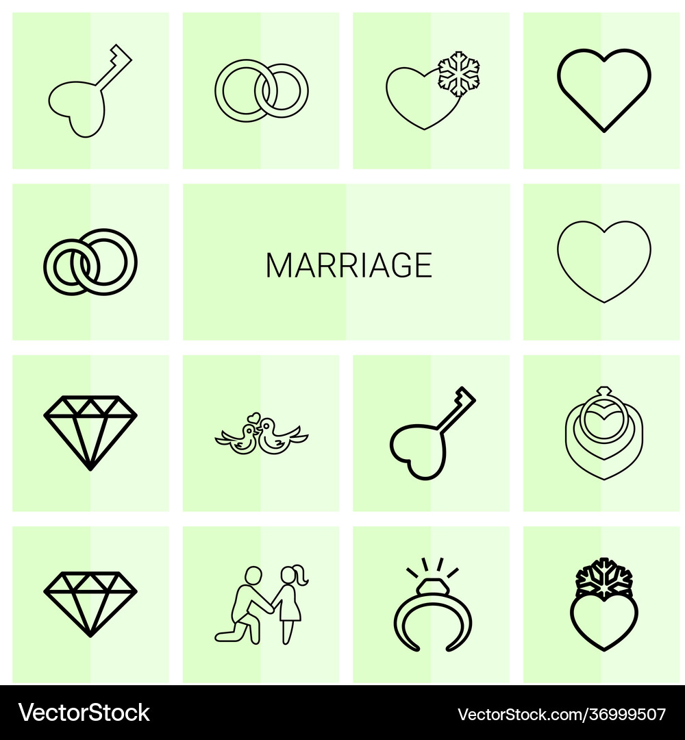 14 marriage icons Royalty Free Vector Image - VectorStock