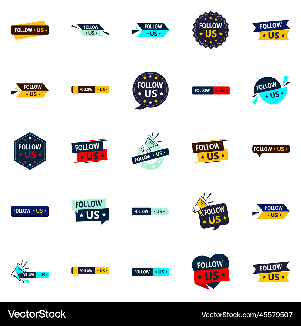 25 unique follow us designs to increase your Vector Image