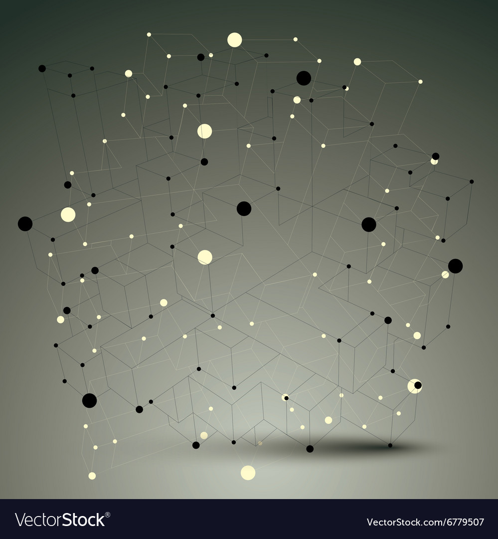 3d Abstract Technology Mesh Shape Perspective Vector Image