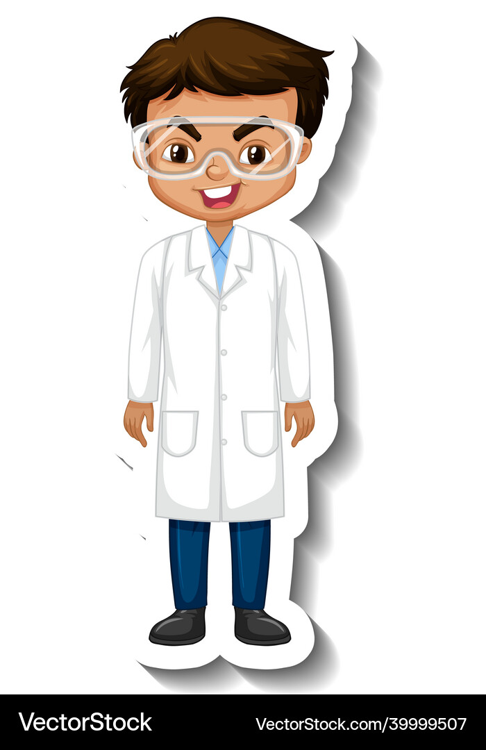 A boy cartoon character wearing laboratory coat Vector Image