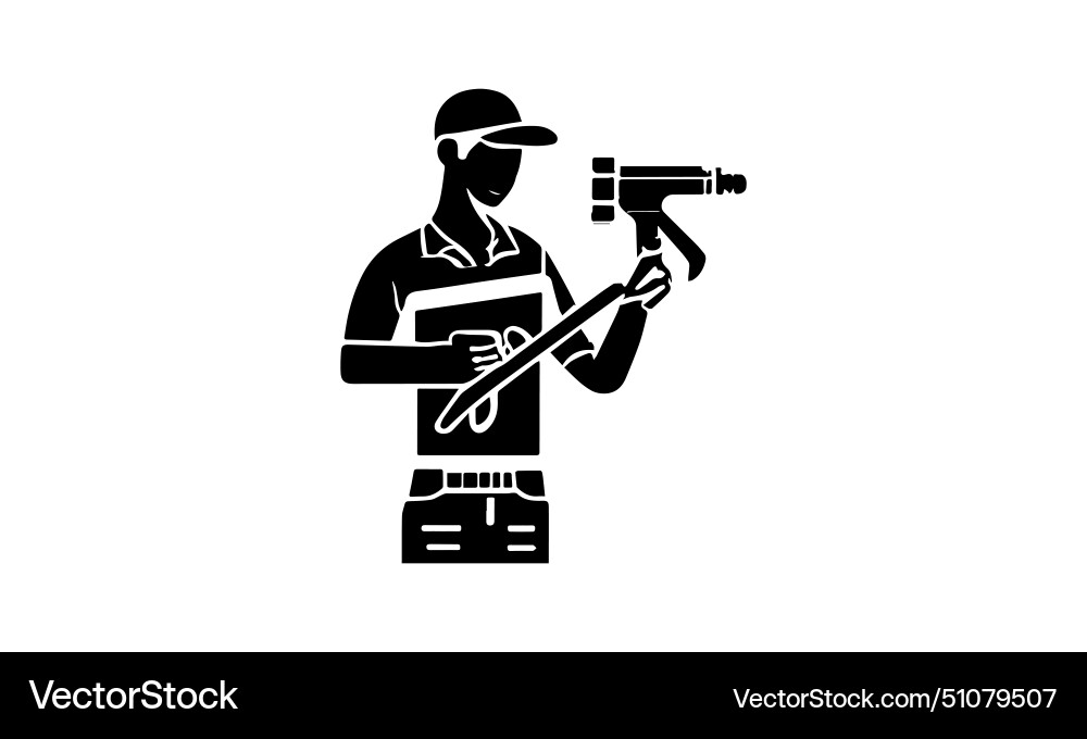 A man holding and using a power washing gun Vector Image