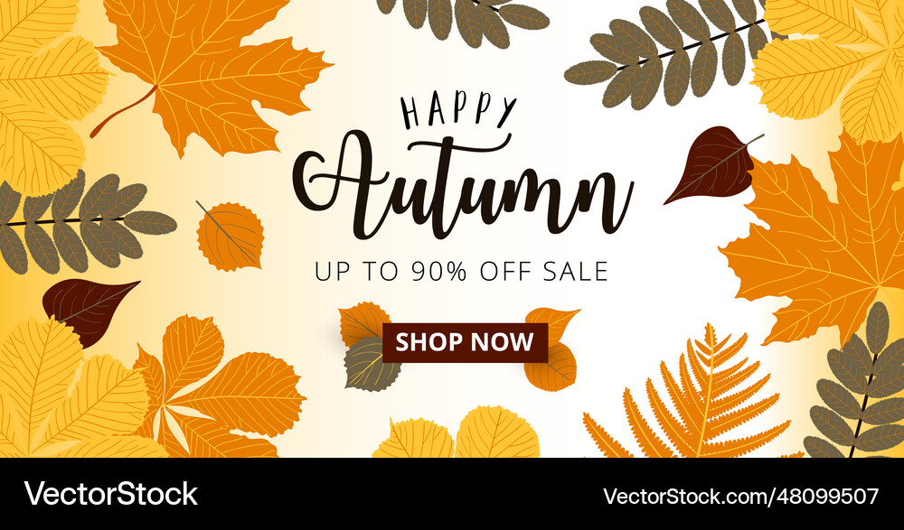 Autumn sale web banner with fall leaves Royalty Free Vector