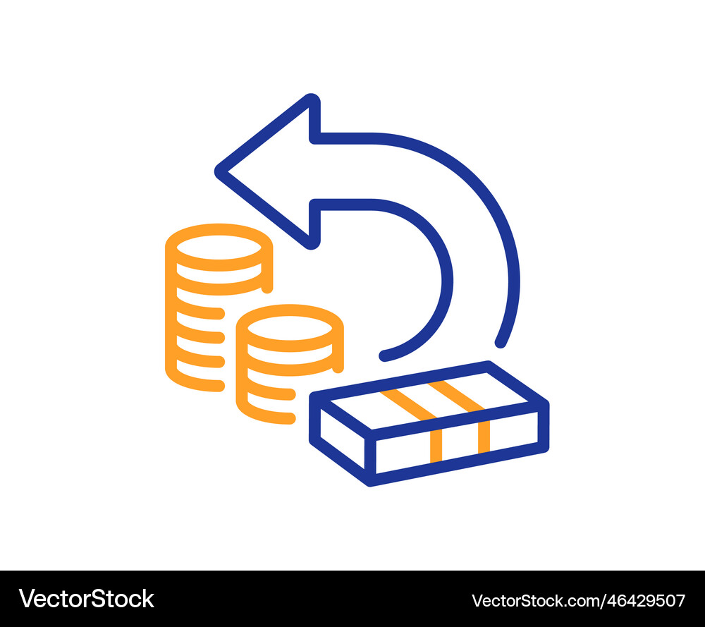 Cash back line icon return money sign Royalty Free Vector