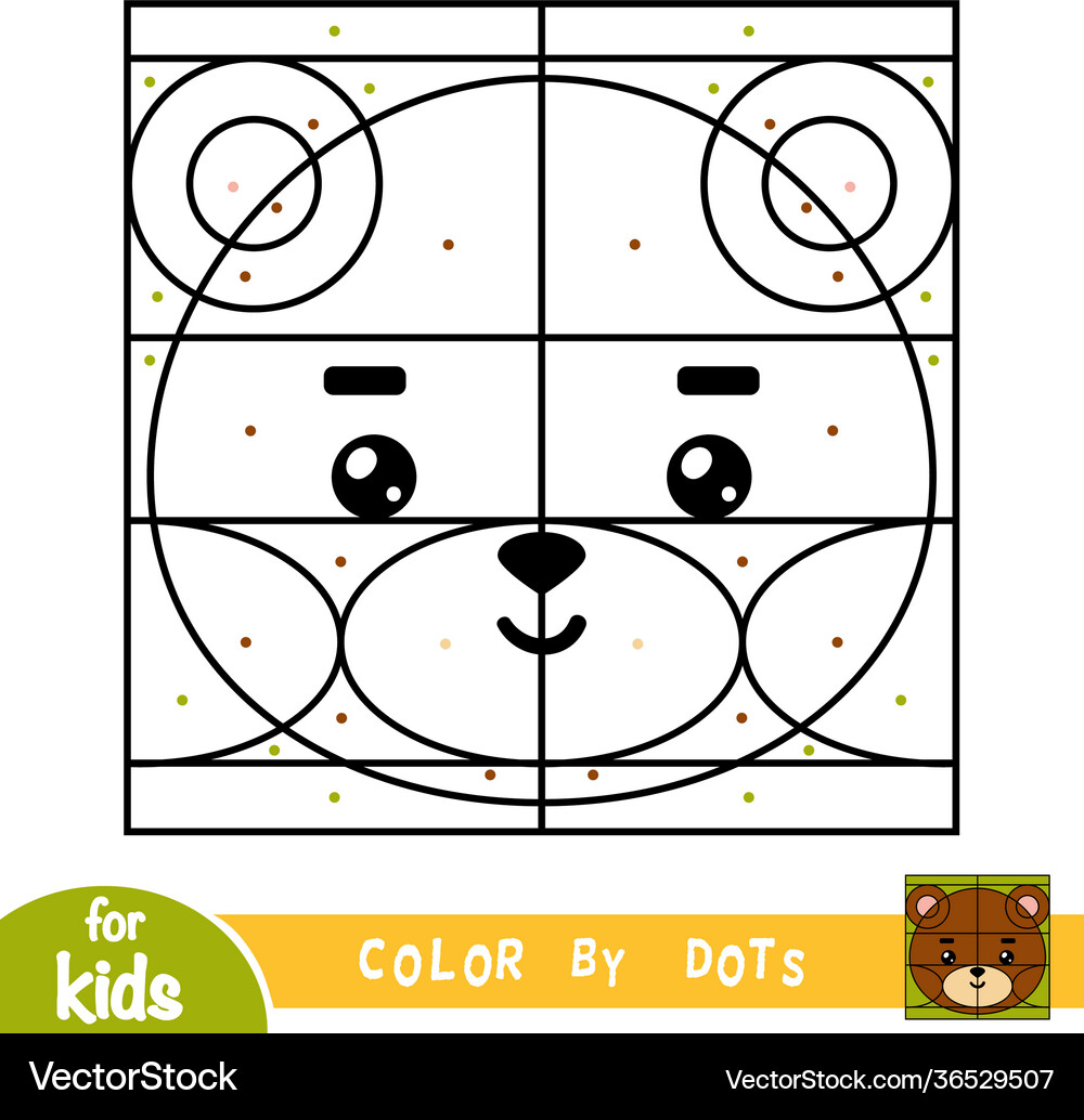 Color dots game for children bear Royalty Free Vector Image