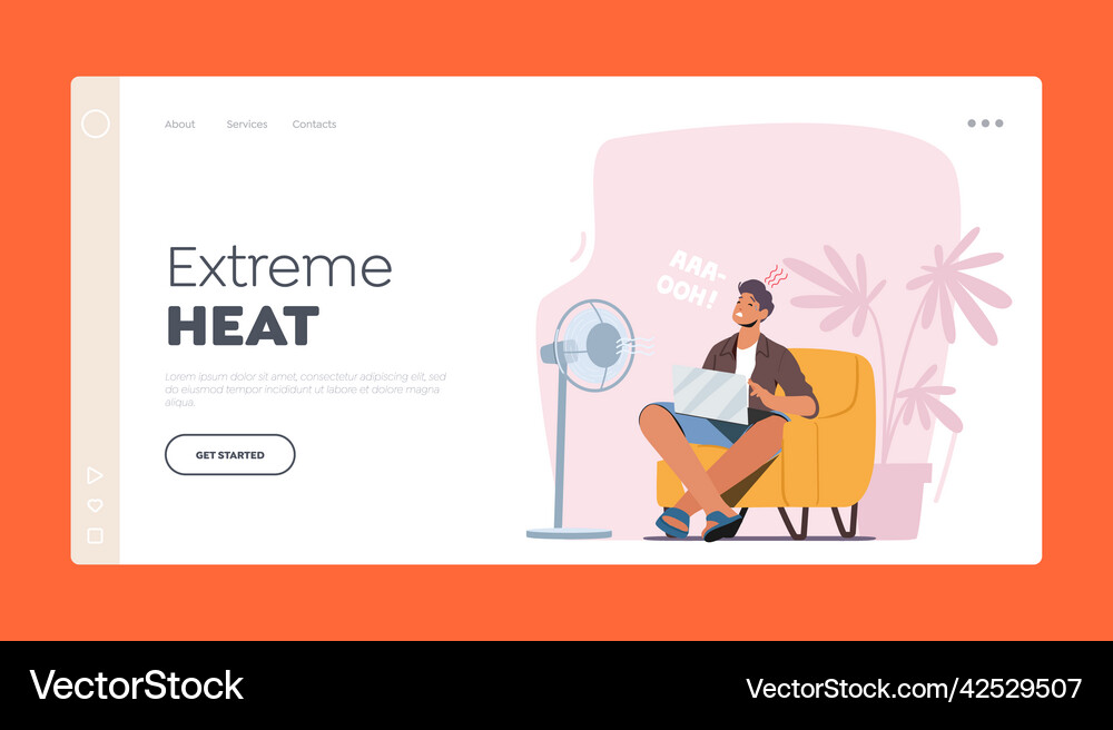 Extreme heat landing page template sweltering Vector Image