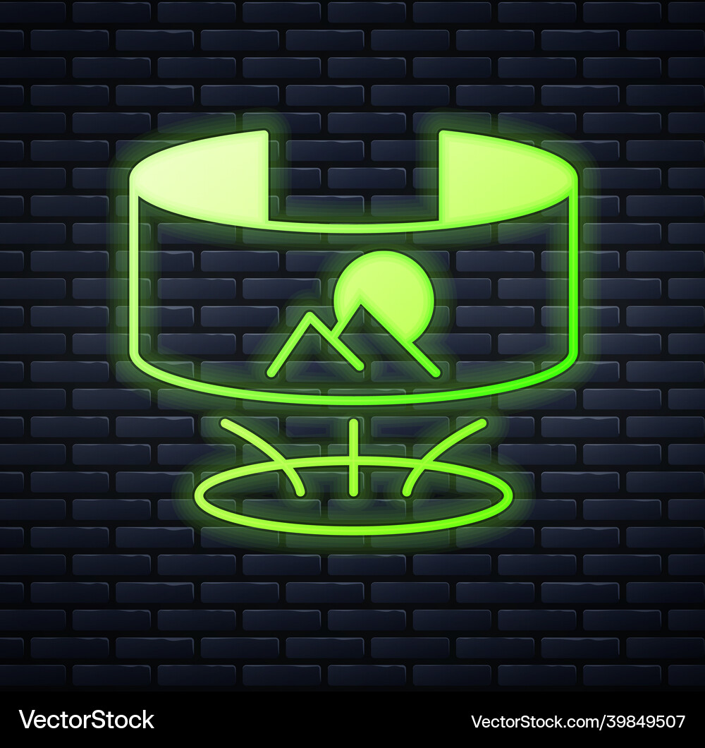 Glowing neon 360 degree view icon isolated Vector Image