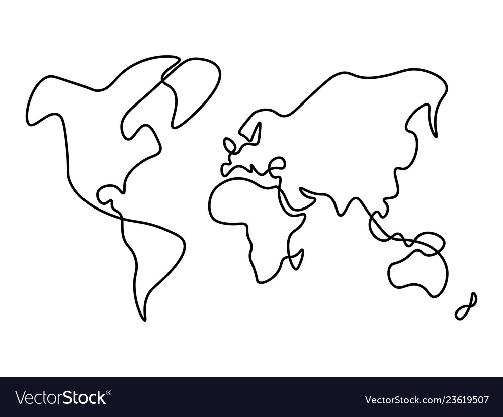 Hand-drawn map world solid thick black Royalty Free Vector