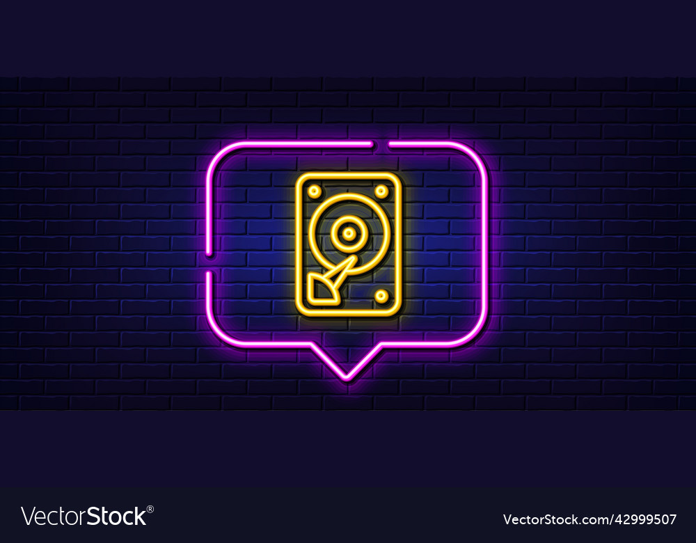 Hdd icon hard disk storage sign neon light Vector Image Hdd icon hard disk storage sign neon light Vector Image