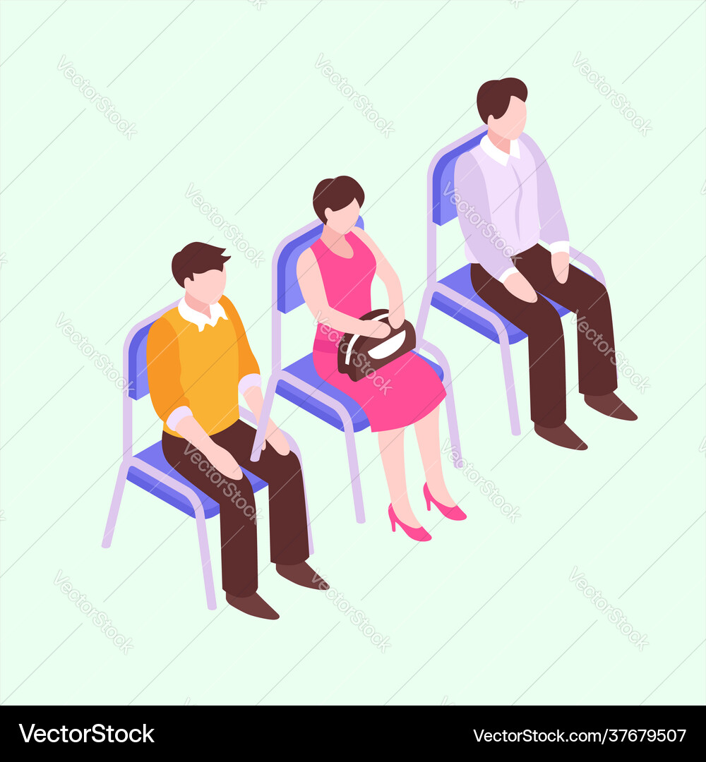 Isometric with people searching job Royalty Free Vector