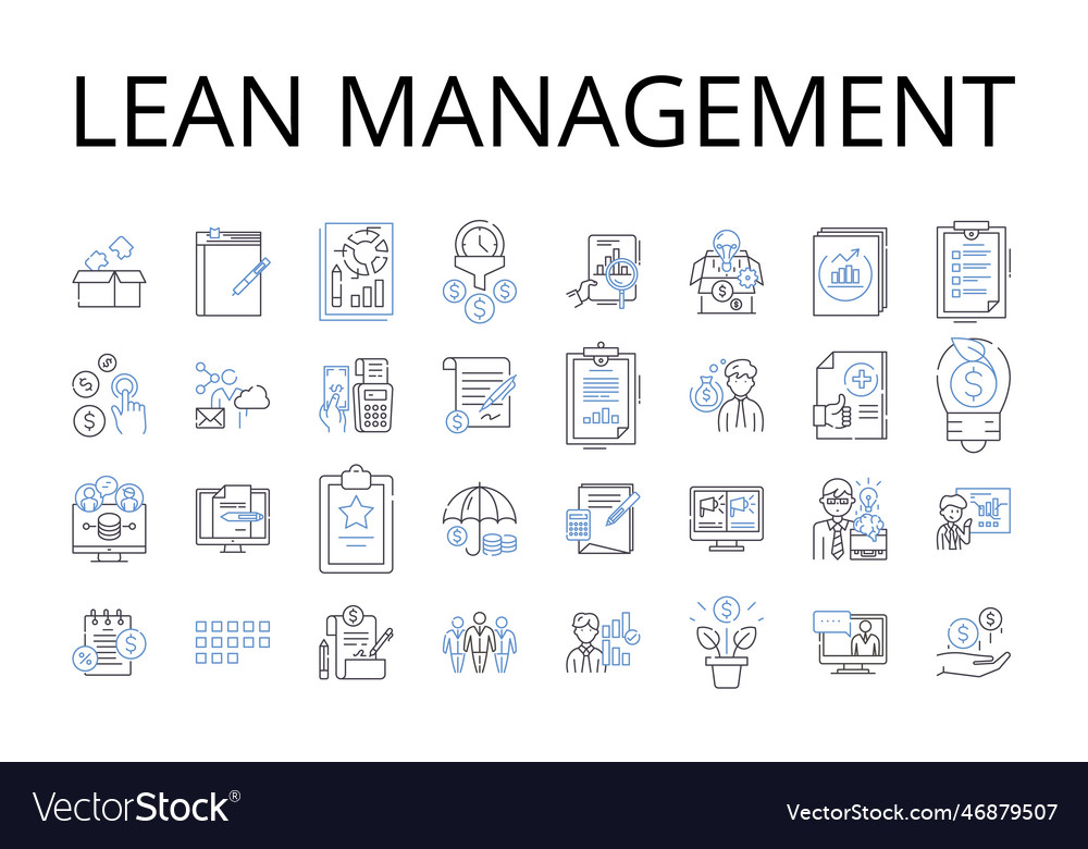 Lean management line icons collection agile Vector Image