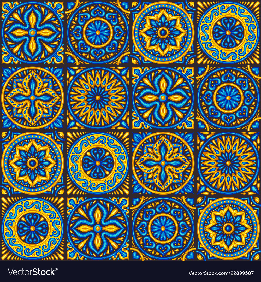 Moroccan ceramic tile seamless pattern Royalty Free Vector