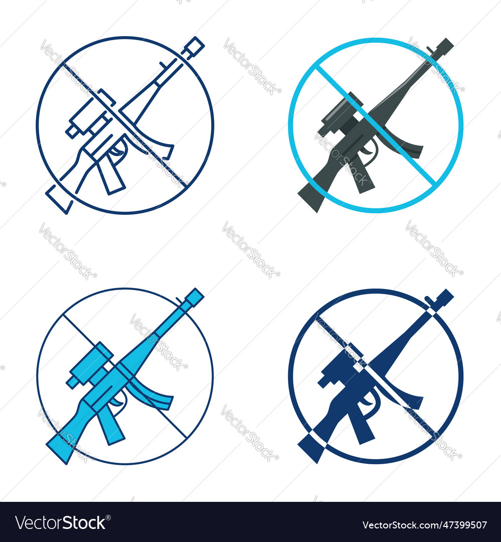 No weapon icon set in flat and line style Vector Image