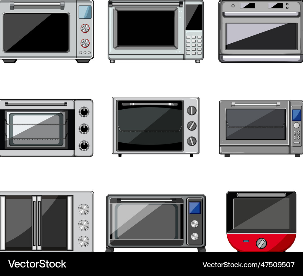 Oven kitchen set cartoon Royalty Free Vector Image