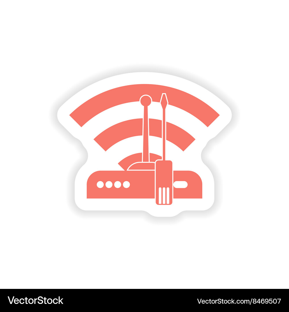 Paper sticker on white background wi-fi router Vector Image