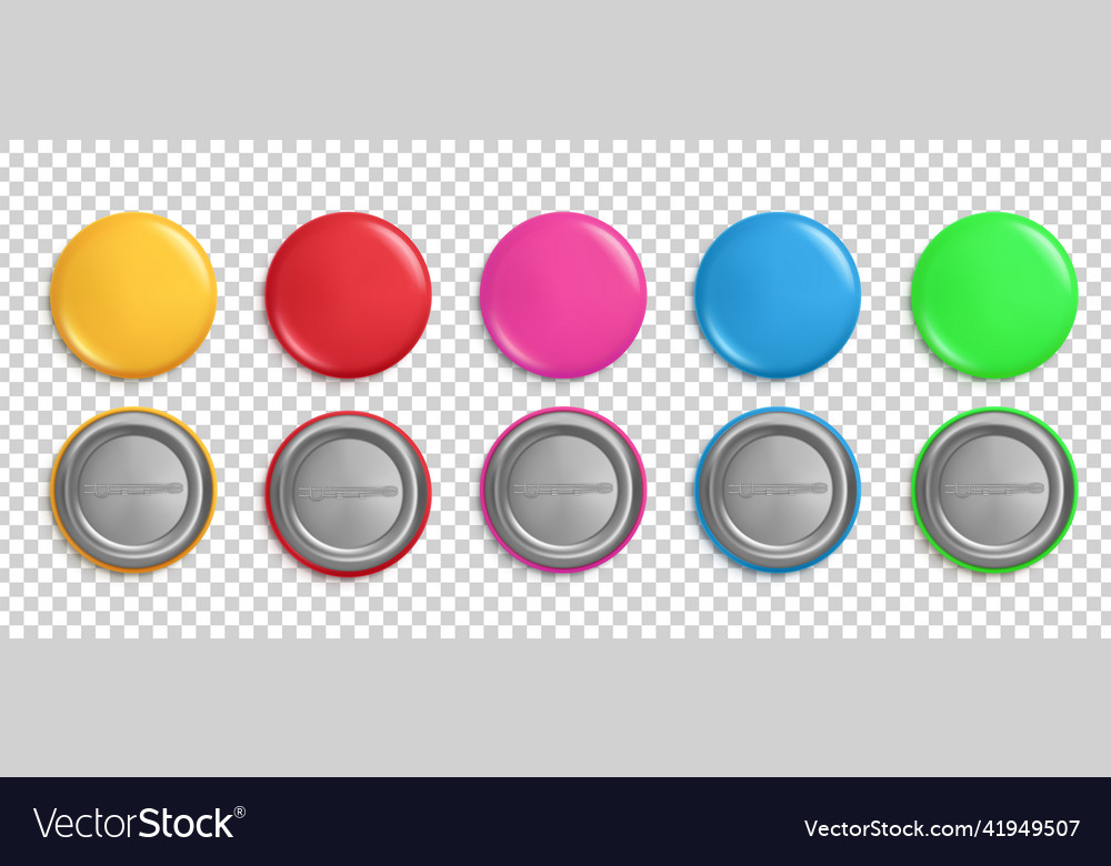 Pin buttons round badges circle glossy colorful Vector Image