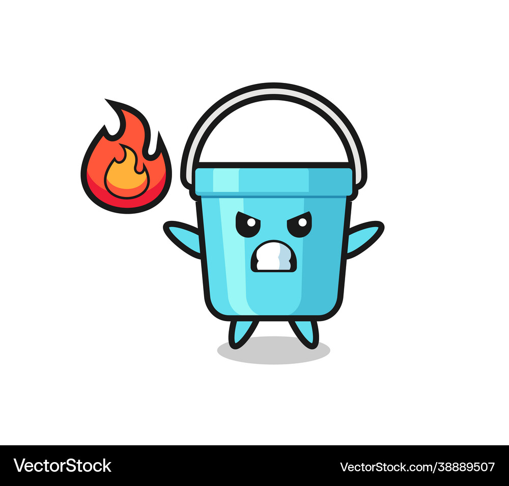 Plastic bucket character cartoon with angry Vector Image