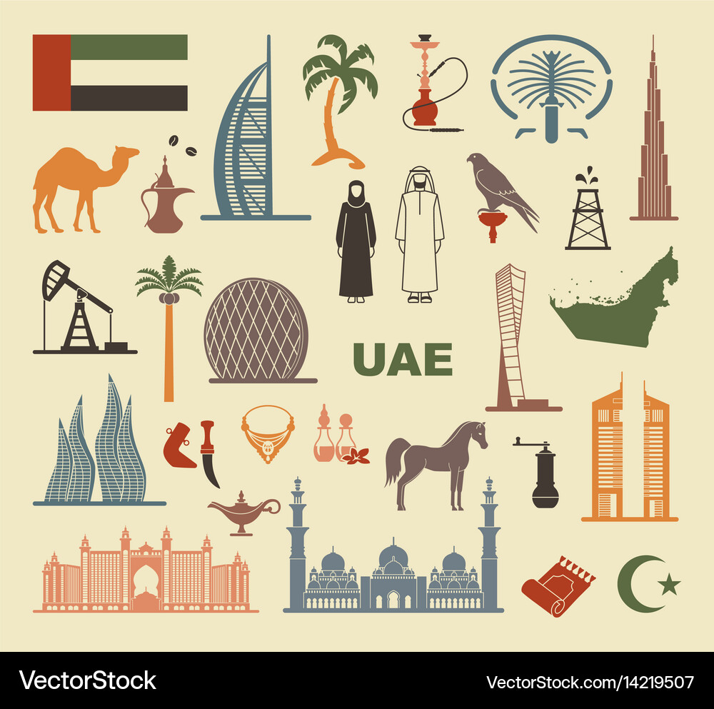 Set icons united arab emirates Royalty Free Vector Image