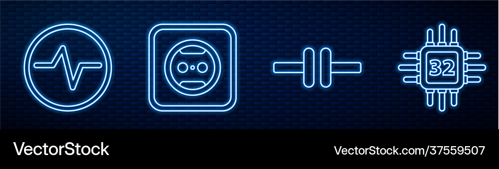 Set line electric circuit scheme electric circuit Vector Image