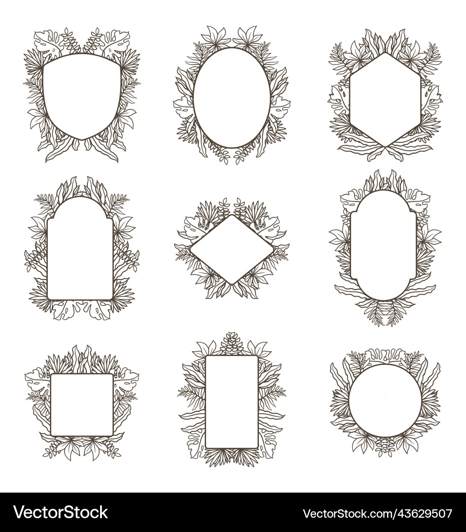 Set of hand drawn floral frame Royalty Free Vector Image