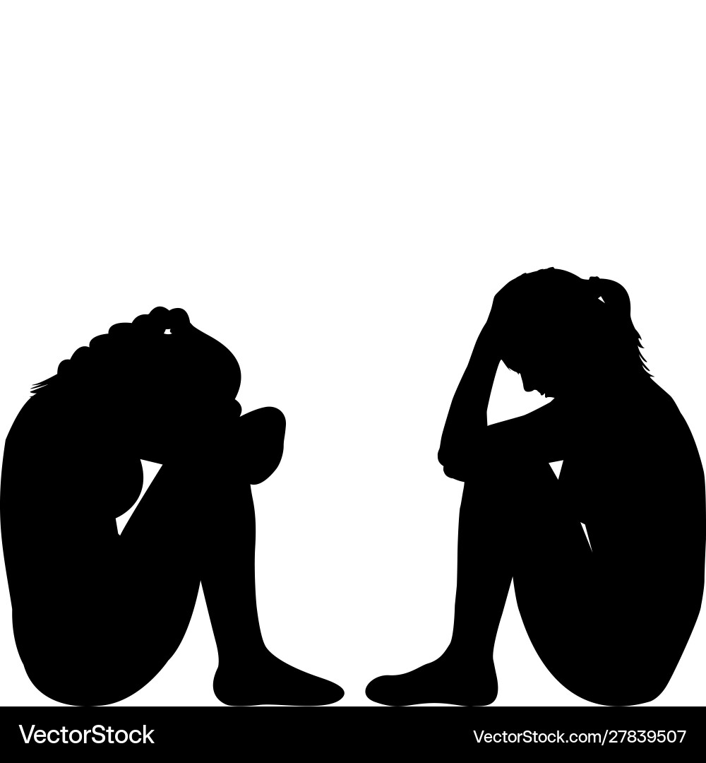 Silhouettes sad women Royalty Free Vector Image