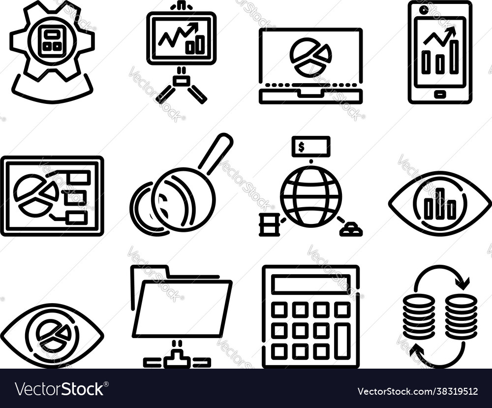 Analytics icon set Royalty Free Vector Image - VectorStock