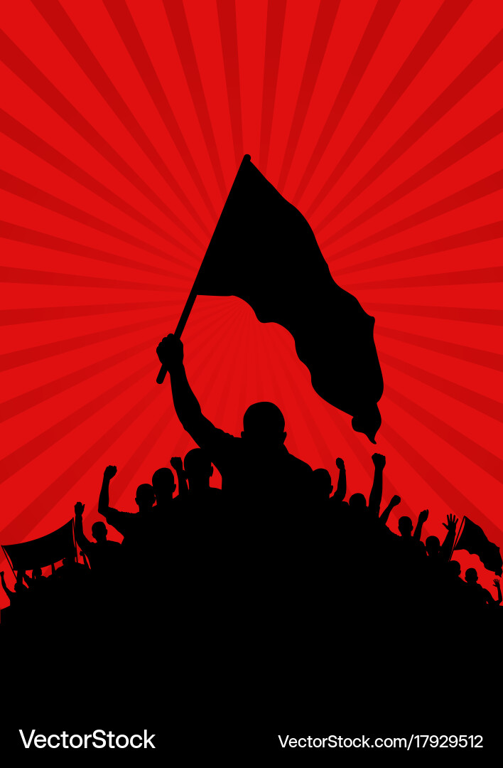 Background with silhouette of protesters Vector Image