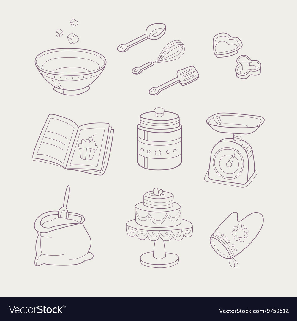 Baking Related Objects Set Royalty Free Vector Image