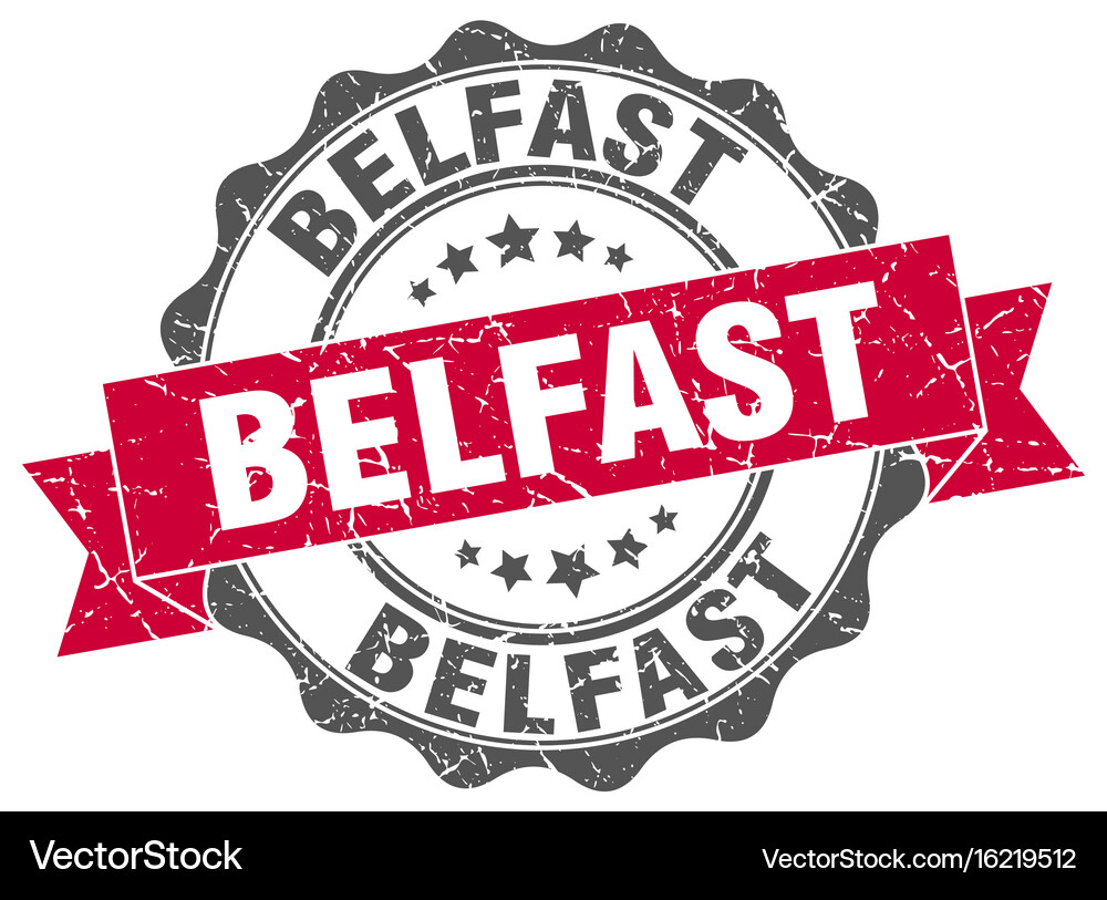 Belfast round ribbon seal Royalty Free Vector Image